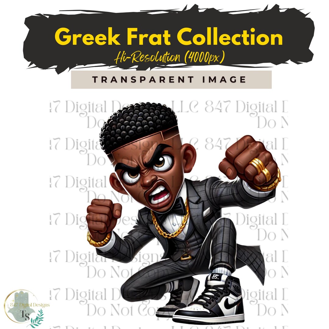 Fraternity Stroll Chibi Guys | Fraternity Men PNG | Gray and Gold Suit ...
