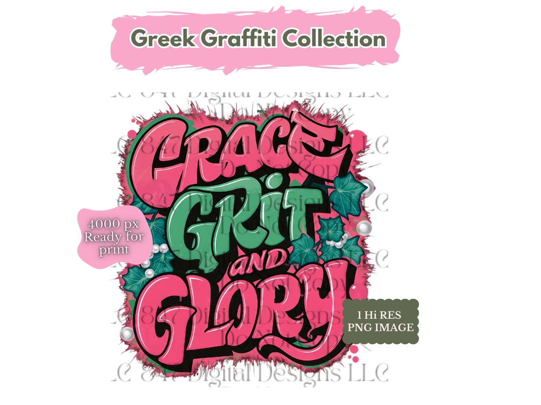 Pink and Green Graffiti | Grace Grit and Glory Design | HBCU Sorority ...
