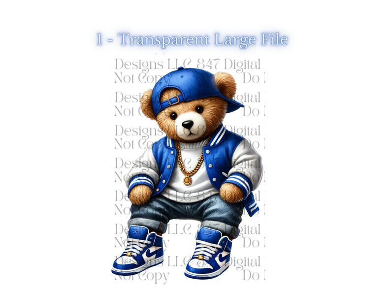 Greek Swag Bear | Hiphop Teddy Bear PNG | Blue and White Bear | Urban ...