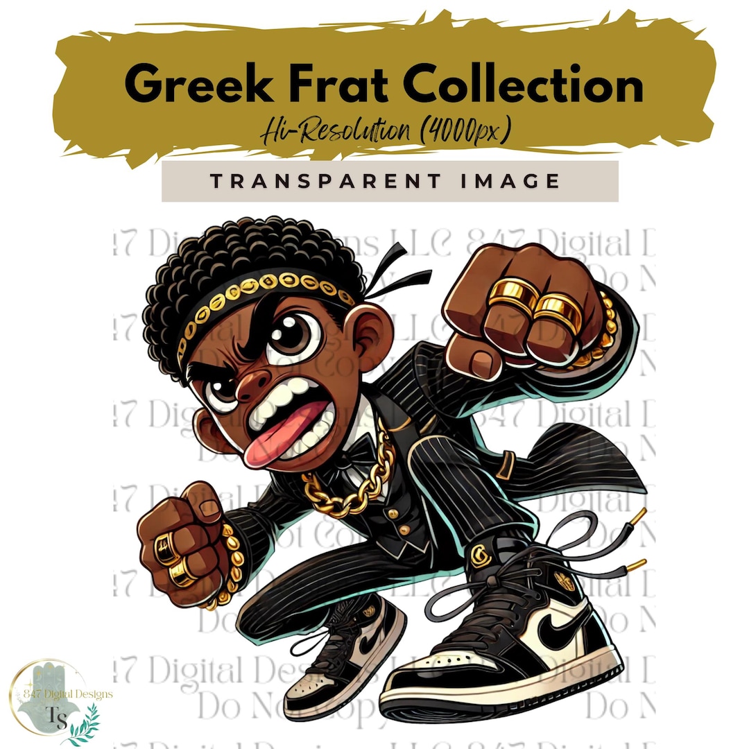 Fraternity Stroll Chibi Guy Fraternity Men PNG Black and Gold Suit ...