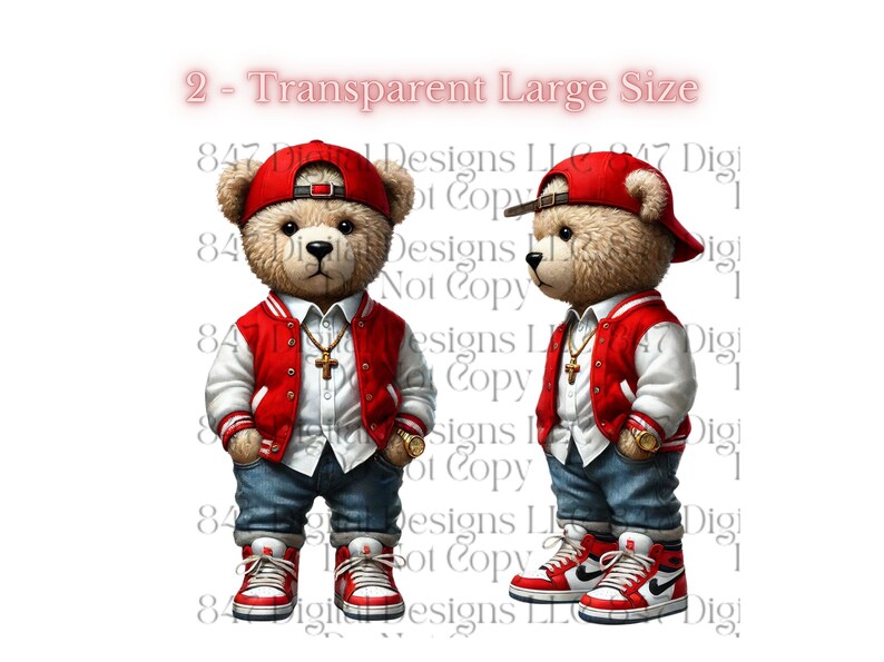 Greek Swag Bear | Hip Hop Teddy Bear PNG | Red and White Bear | Teddy ...