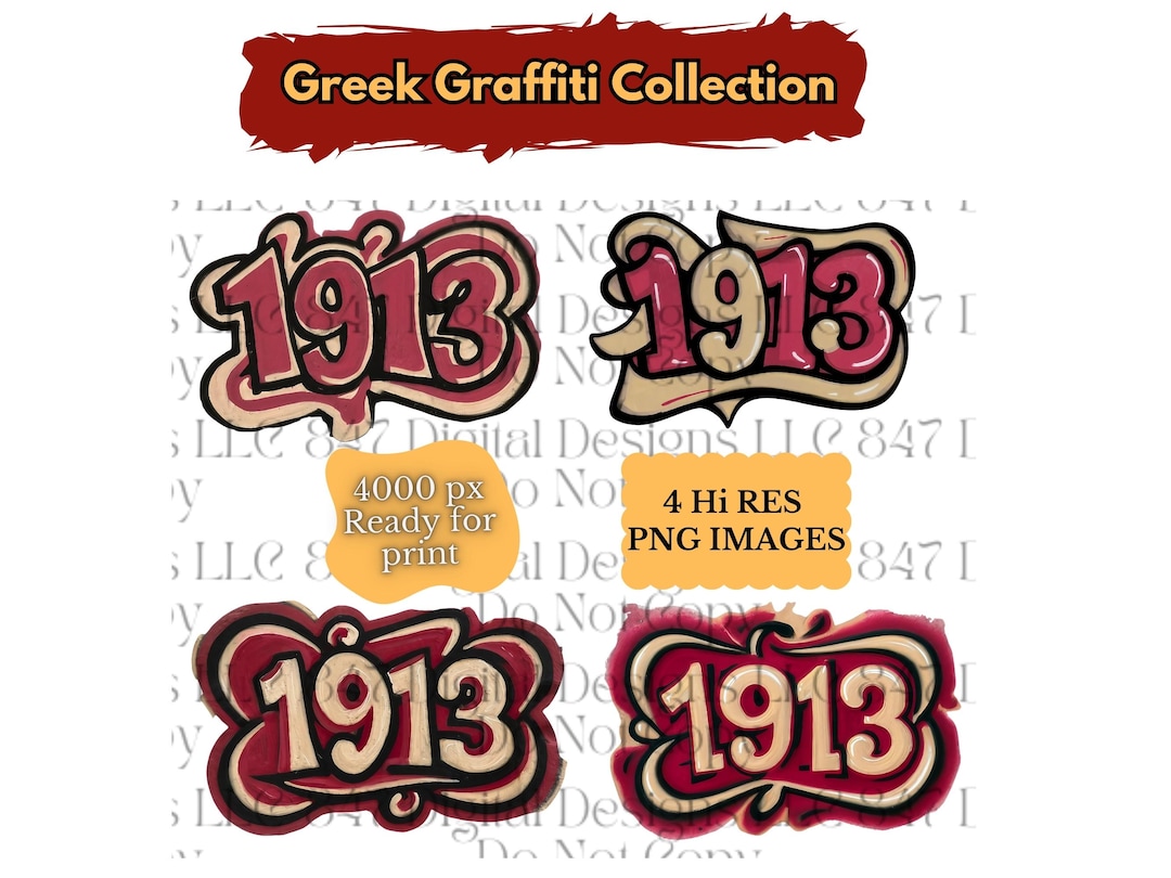 Crimson Cream Graffiti PNG | 1913 Bundle Design | HBCU Sorority Sisters ...