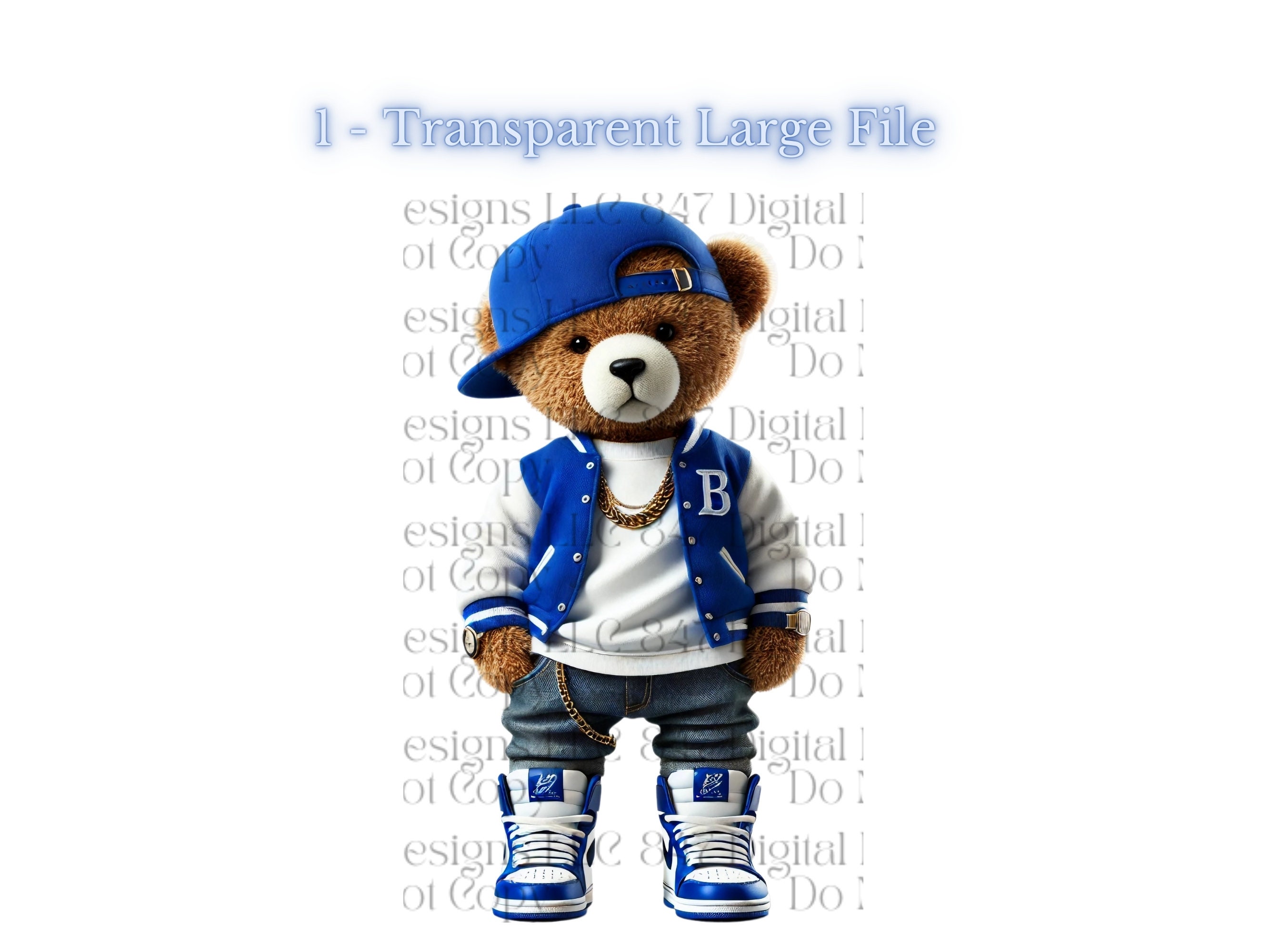 Greek Swag Bear PNG | Hiphop Teddy Bear PNG | Blue and White Bear ...