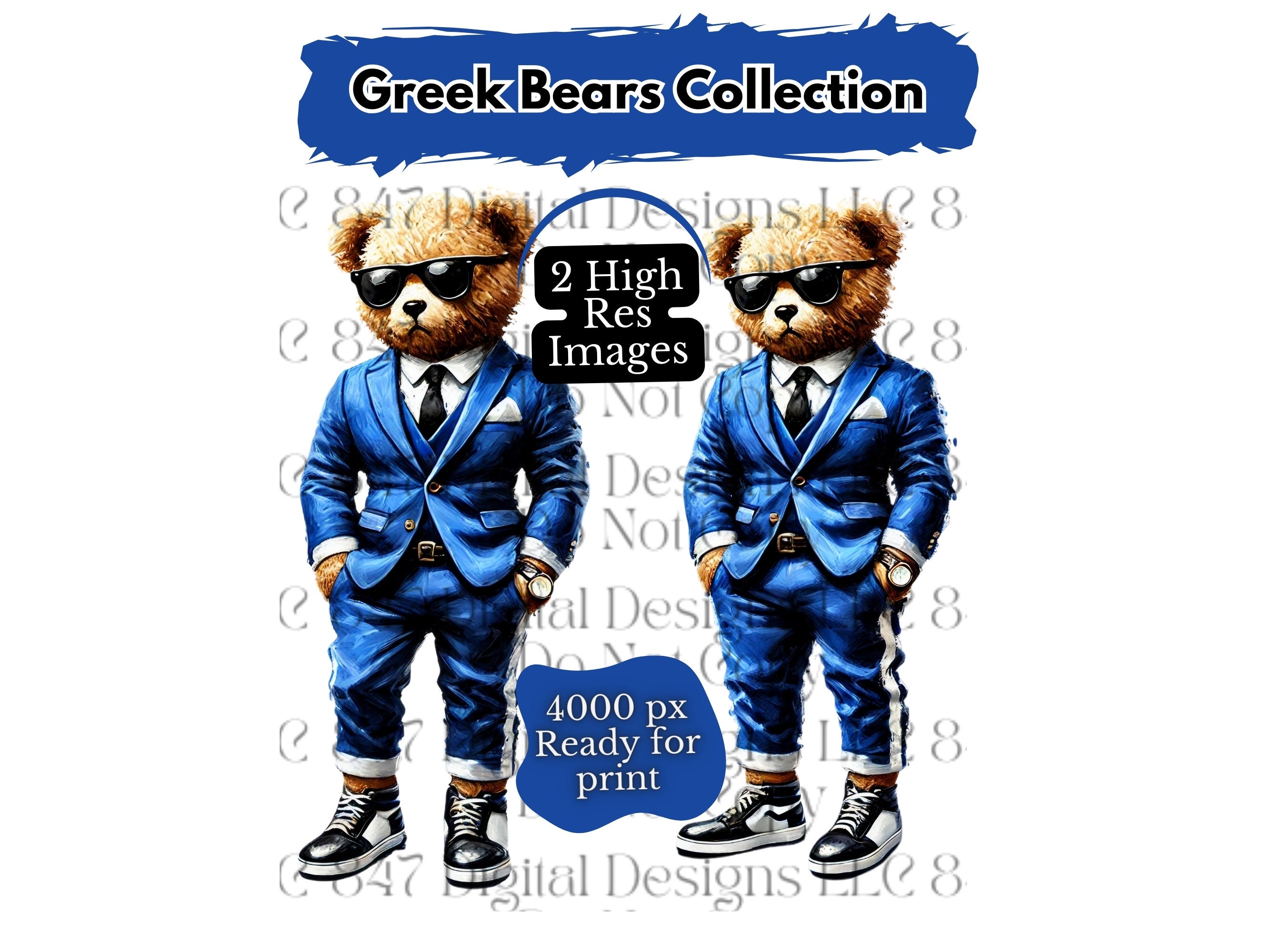 Greek Swag Bear PNG | Hiphop Teddy Bear PNG | Blue and White Bear ...