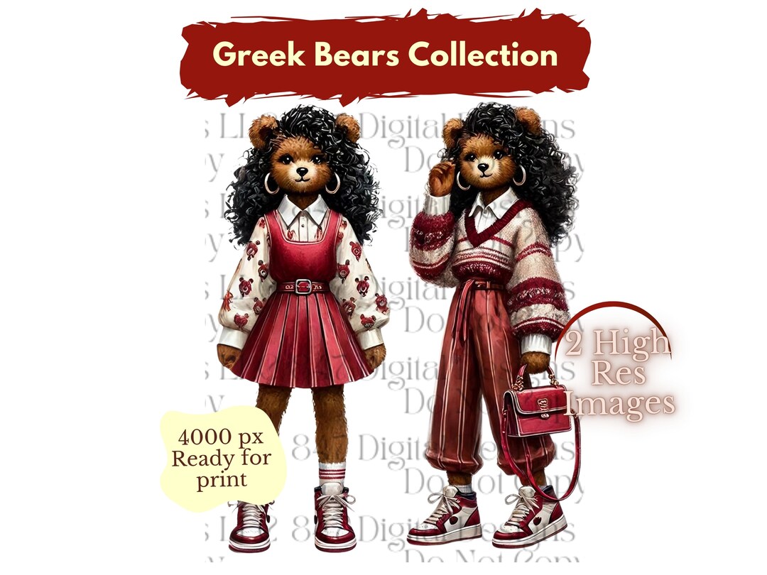 Greek Swag Bear | Hip Hop Teddy Bear PNG | Crimson and Cream Bear ...