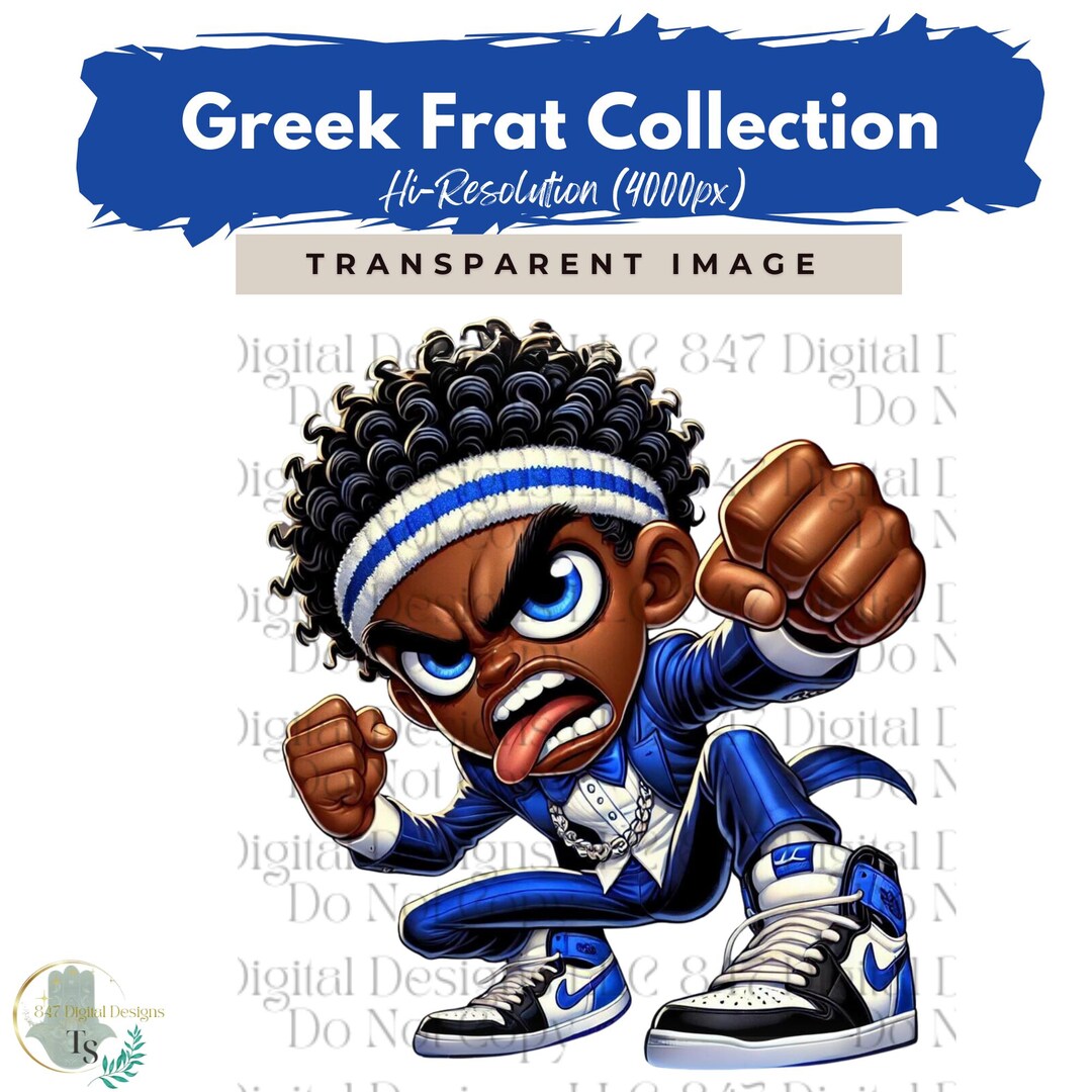 Fraternity Stroll Chibi Guy | Fraternity Men PNG | Royal Blue and White ...