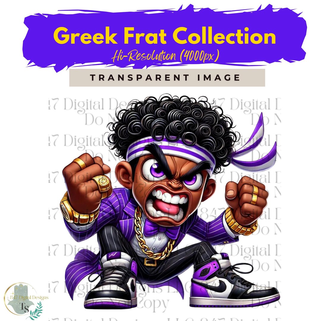 Fraternity Stroll Chibi Guys | Fraternity Men PNG | Purple and Gold ...