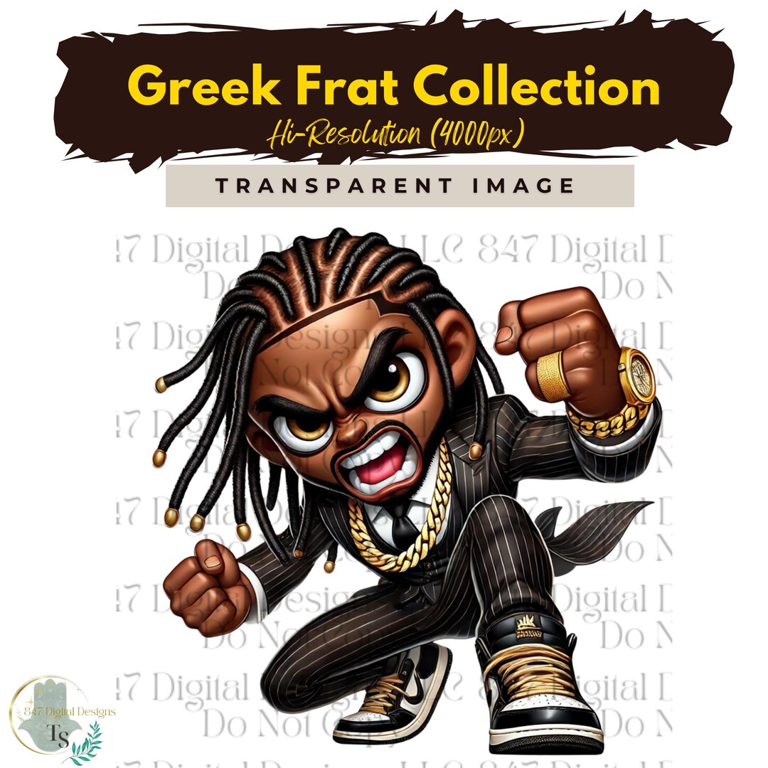 Fraternity Stroll Chibi Guys | Fraternity Men PNG | Brown and Gold Suit ...