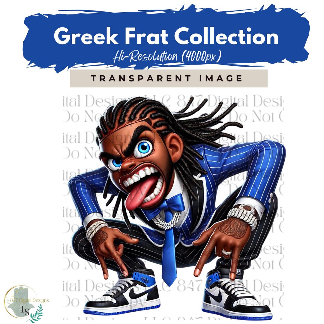 Fraternity Stroll Chibi Guy | Fraternity Men PNG | Royal Blue and White ...