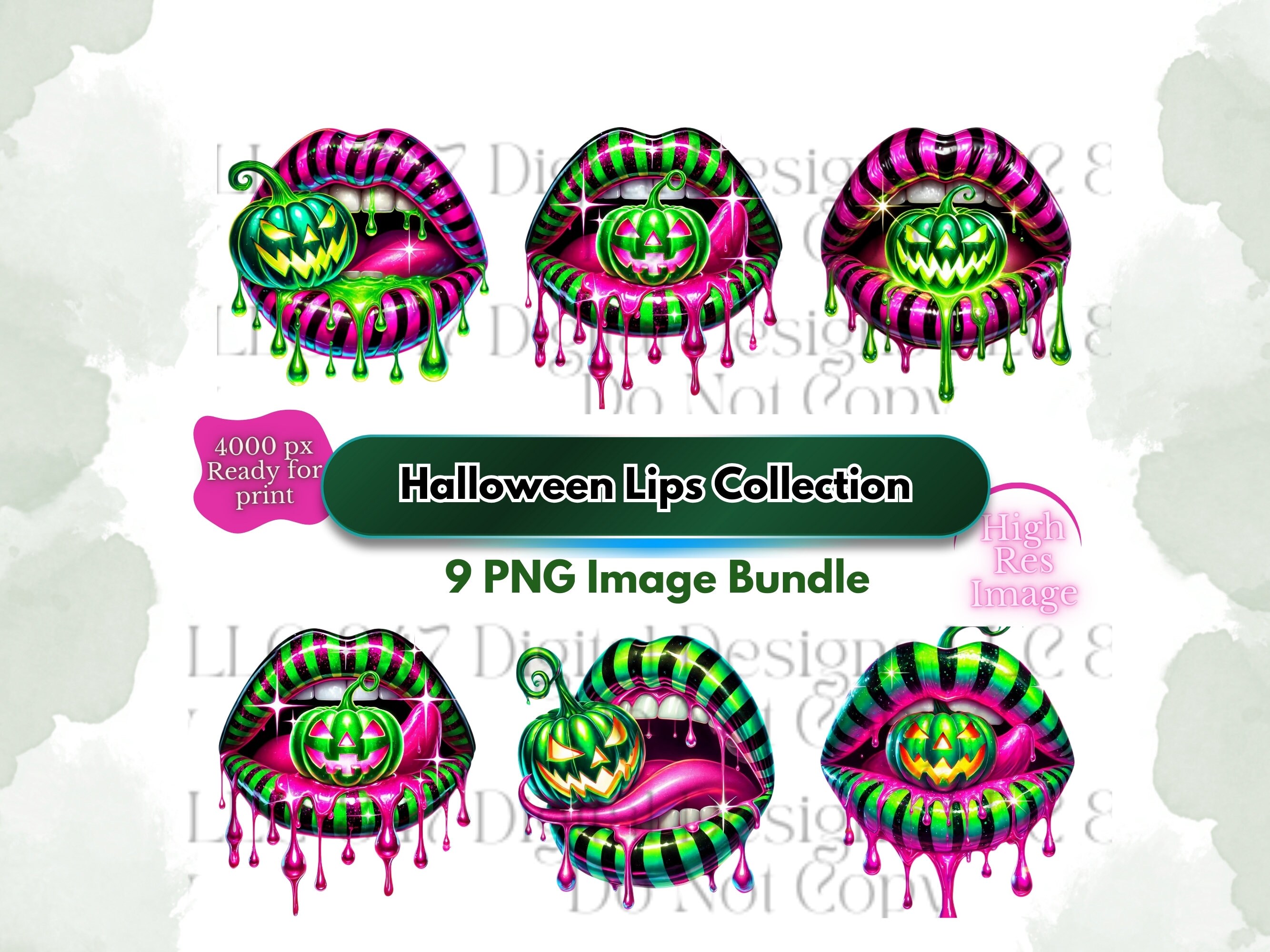 Pink and Green Halloween Lips | Lips Bundle | Lips Clipart | Pink Lips ...