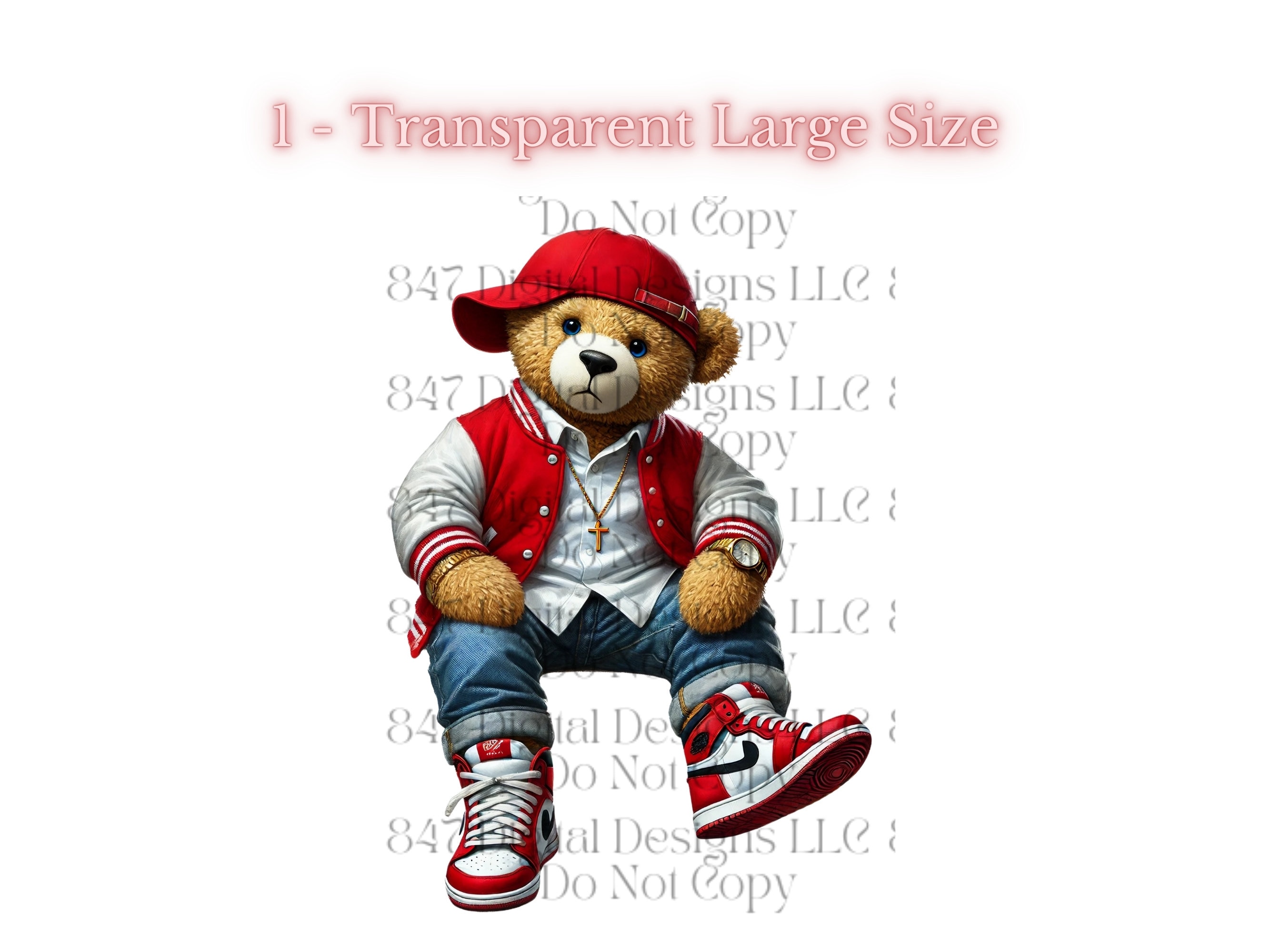 Greek Swag Bear | Hip Hop Teddy Bear PNG | Red and White Bear | Teddy ...