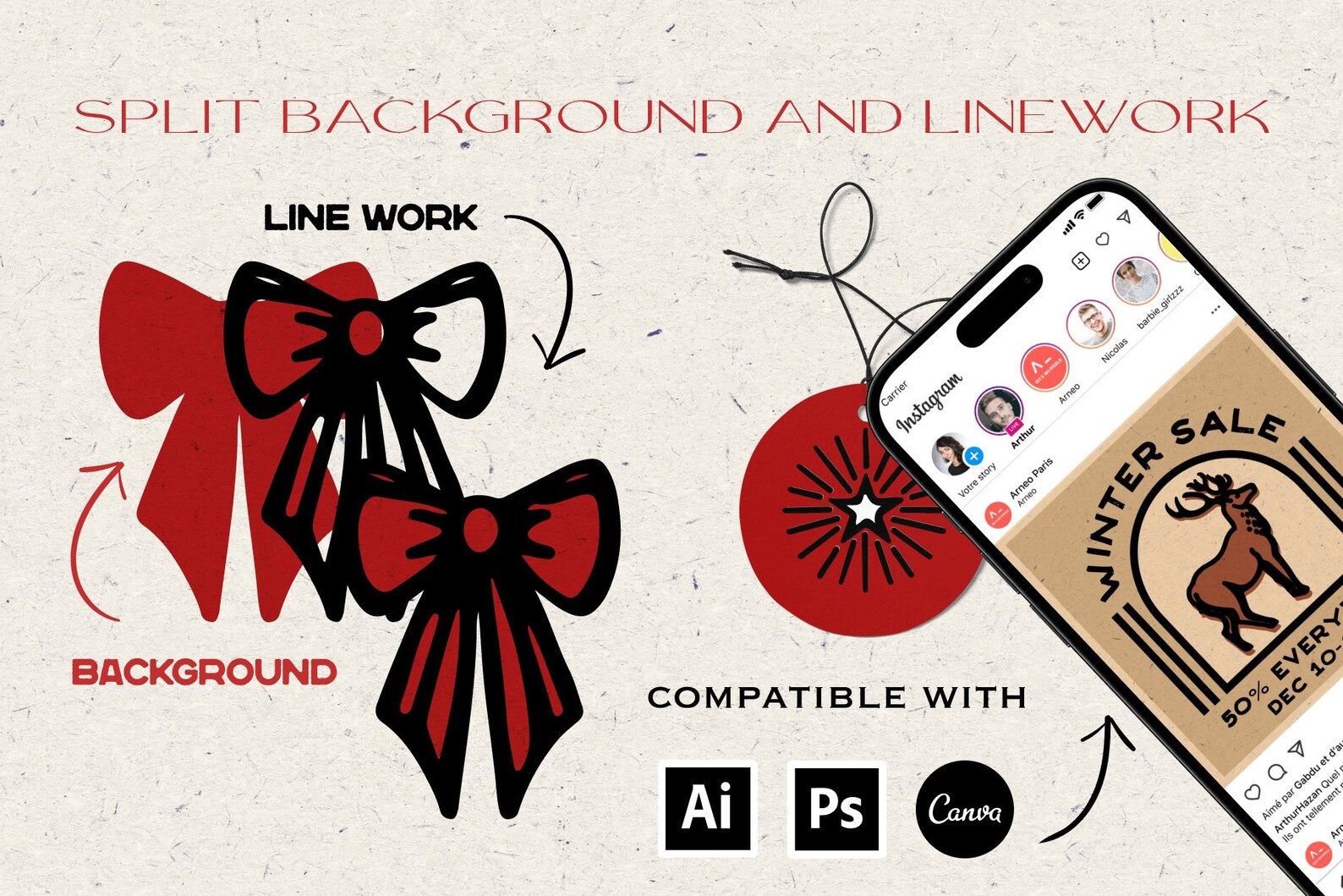 Vintage Holiday Graphics for Cards, Invites, Stationary, Posters ...