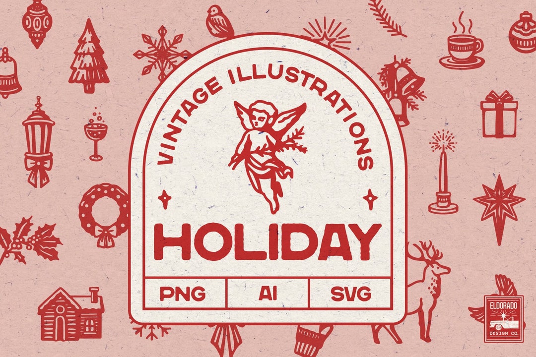 Vintage Holiday Graphics for Cards, Invites, Stationary, Posters ...