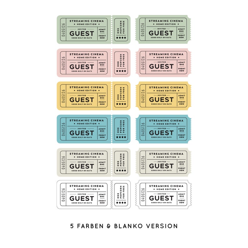 DIGITAL: Ticket Template "Streaming Cinema” - Print then Cut png für ...