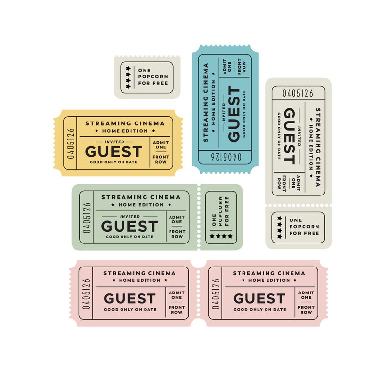 DIGITAL: Ticket Template "Streaming Cinema” - Print then Cut png für ...
