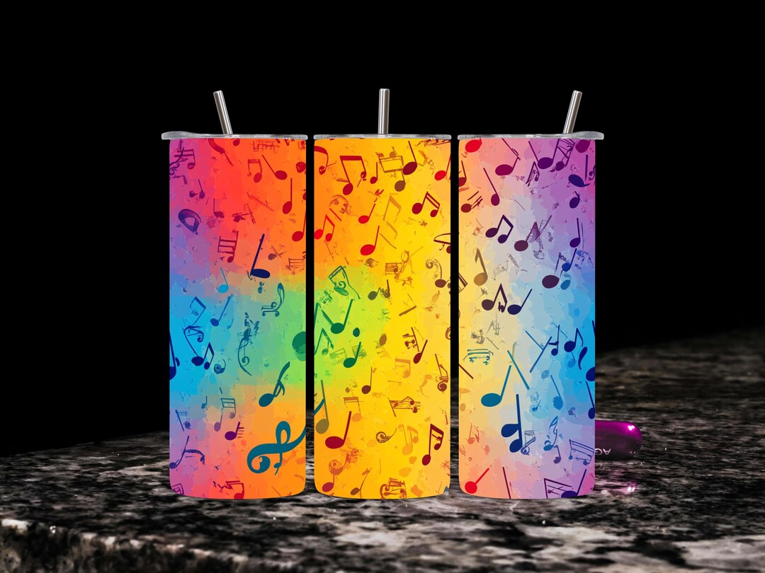 Musical Notes Rainbow-colors 20 Oz Skinny Tumbler - Etsy