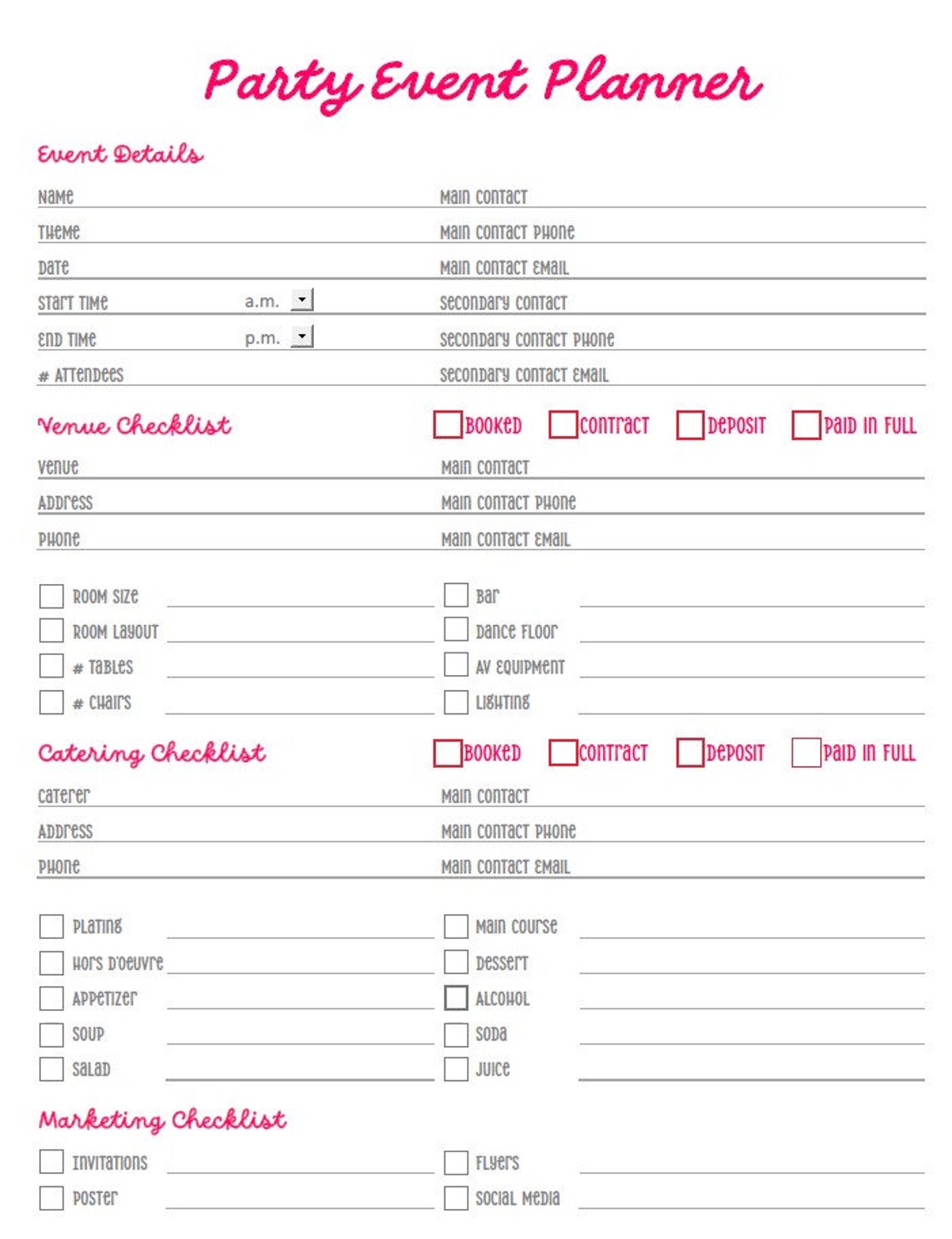 Event Planner Printable, Party Planner Printable, Event Organizer ...