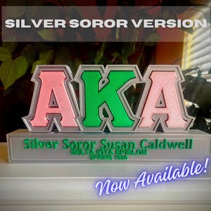 Alpha Kappa Alpha Inspired AKA Pink and Green Silver Soror Customizable ...