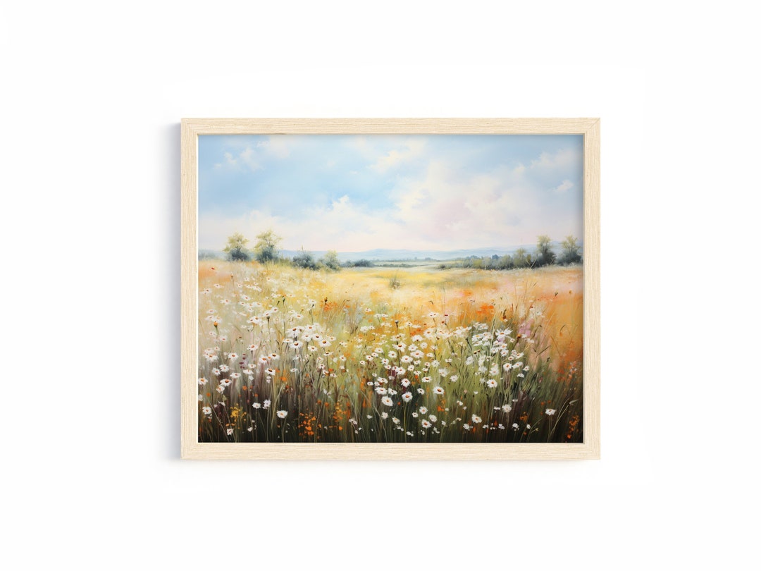Sunny Flower Field Printable, Nature Wall Art, Landscape Printable ...