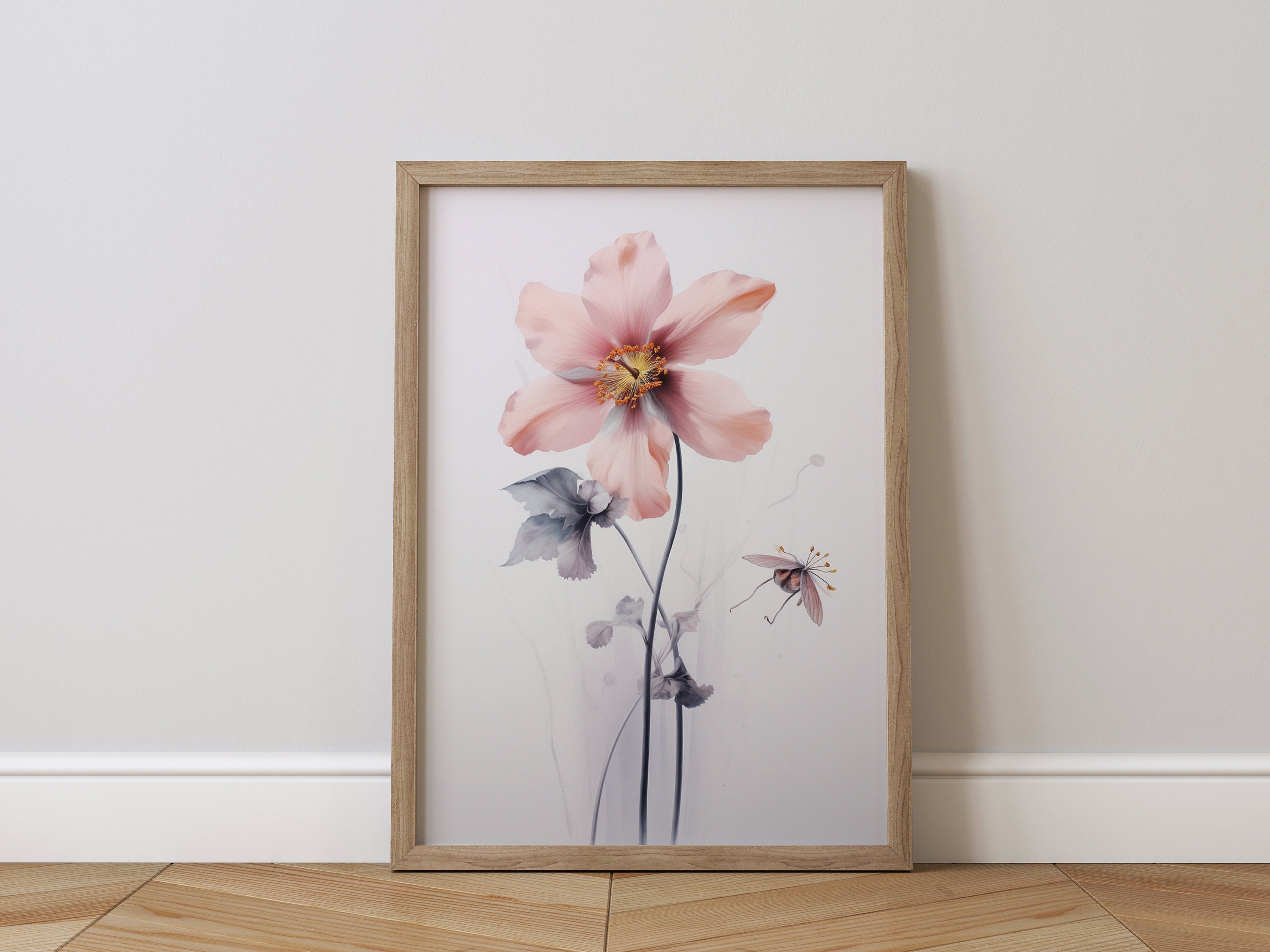 Watercolor Pink Flower Printable, Nature Wall Art, Pastel Flower ...