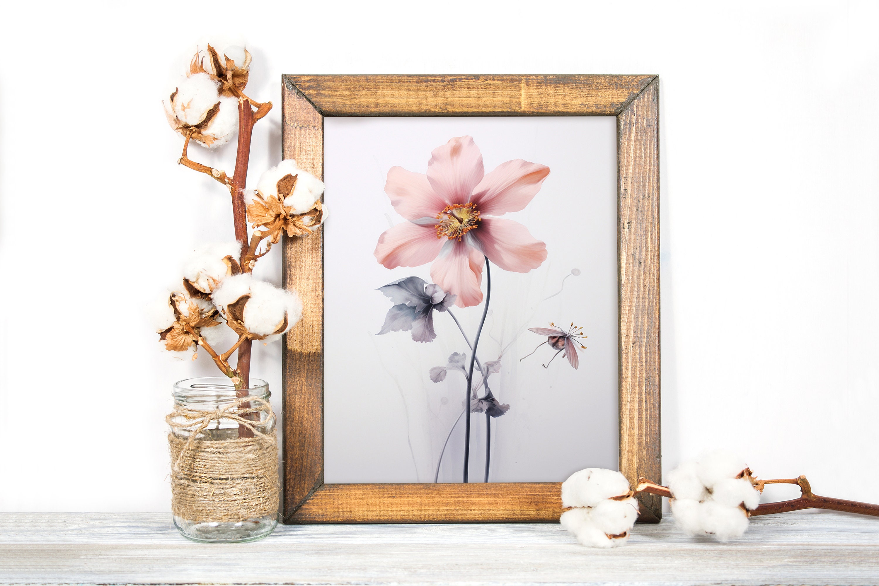 Watercolor Pink Flower Printable, Nature Wall Art, Pastel Flower ...