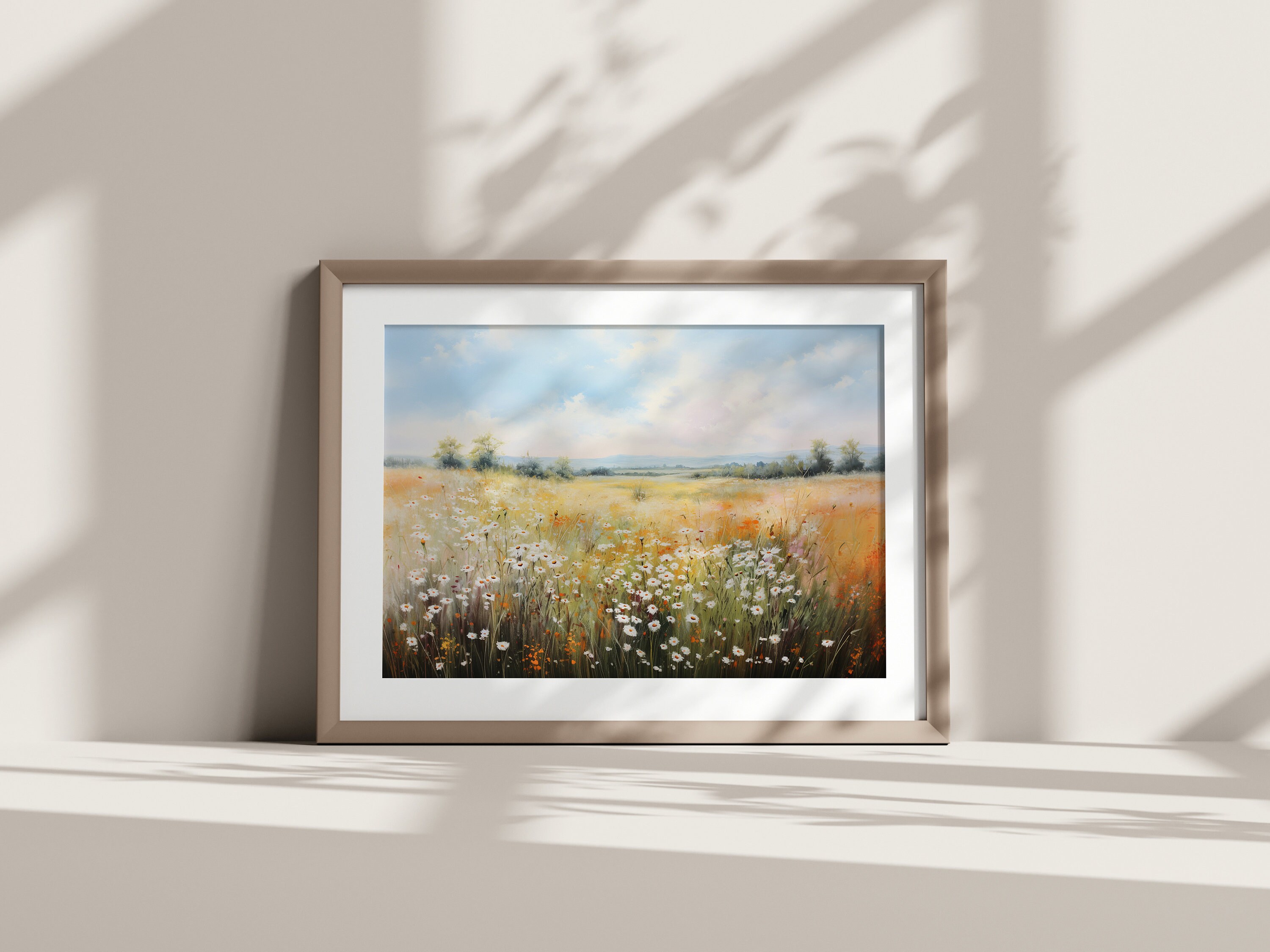 Sunny Flower Field Printable, Nature Wall Art, Landscape Printable ...