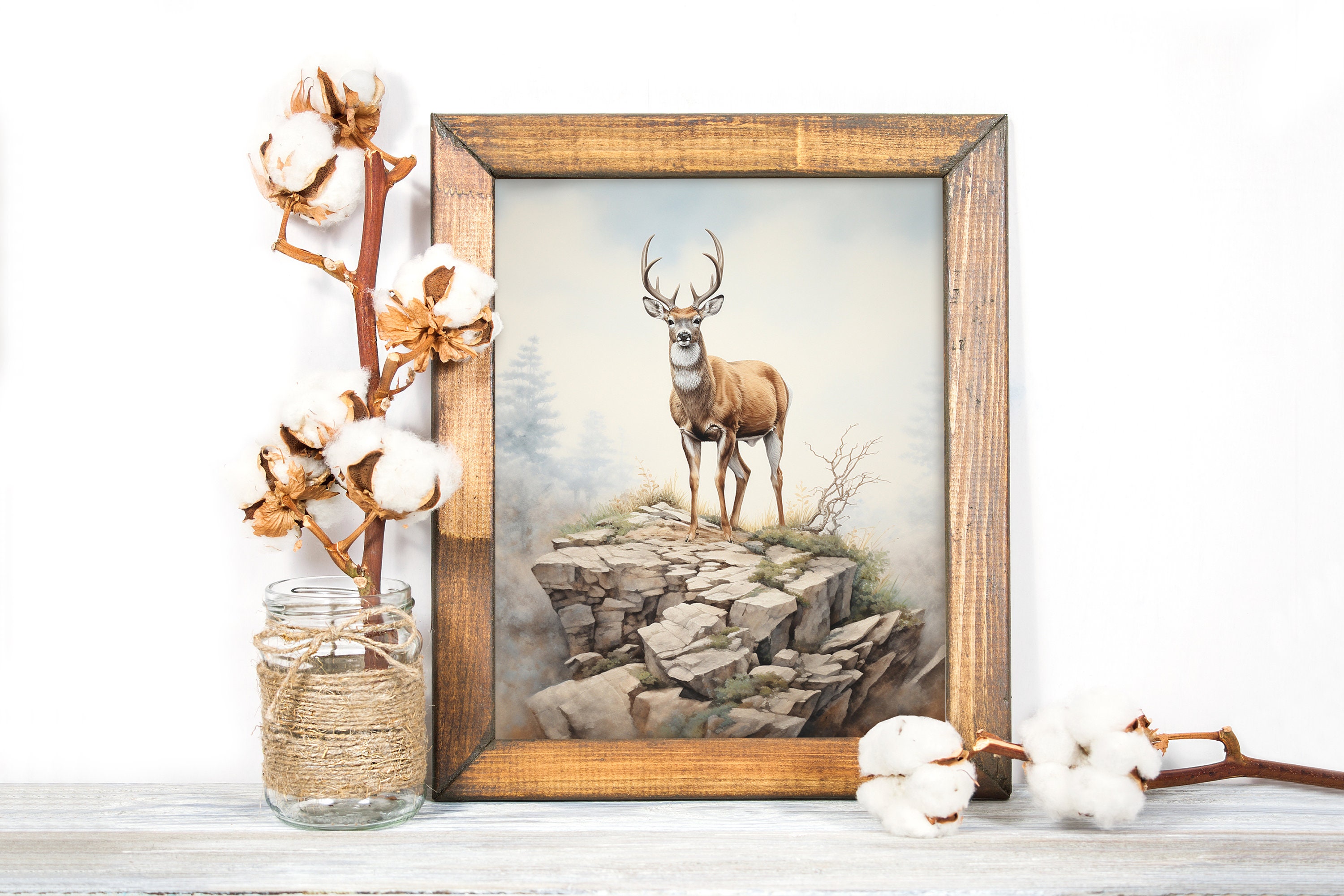Watercolor Whitetail Deer Painting, Nature Wall Art, Pastel Deer Poster ...