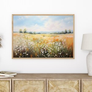 Sunny Flower Field Printable, Nature Wall Art, Landscape Printable ...