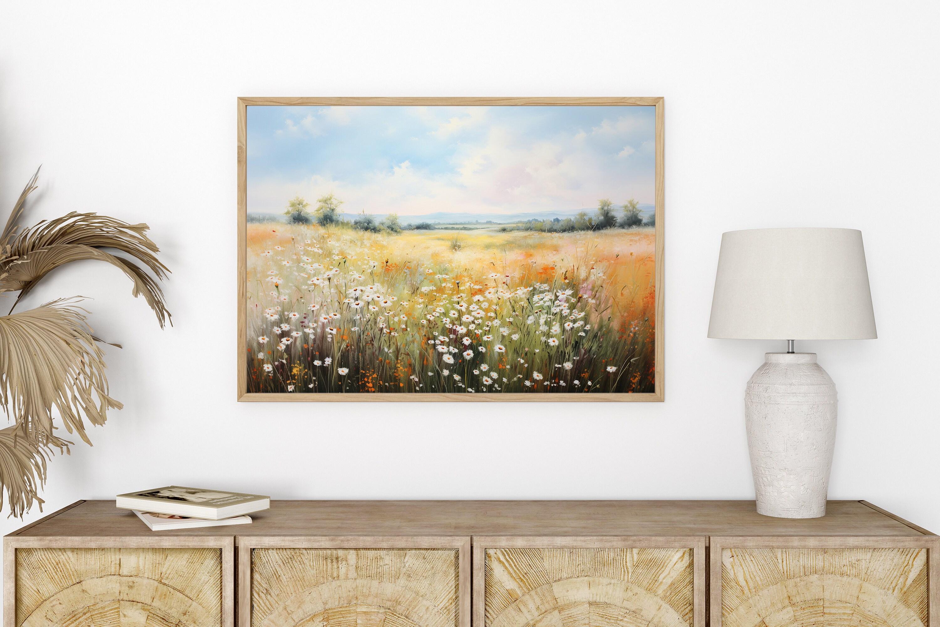 Sunny Flower Field Printable, Nature Wall Art, Landscape Printable ...