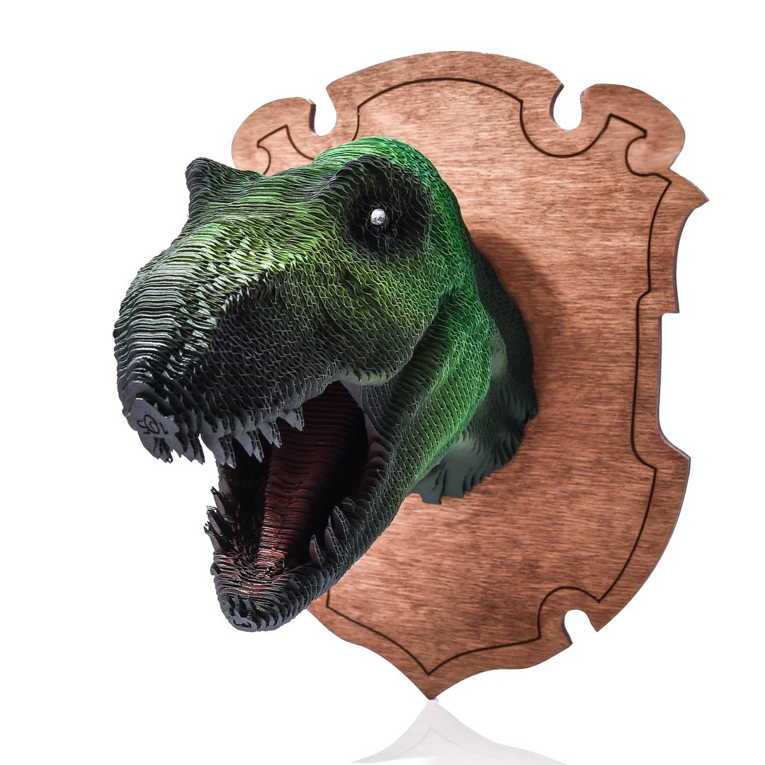 3D Dinosaur Head Puzzle Wall Trophy DIY Kit, Realistic Cardboard ...