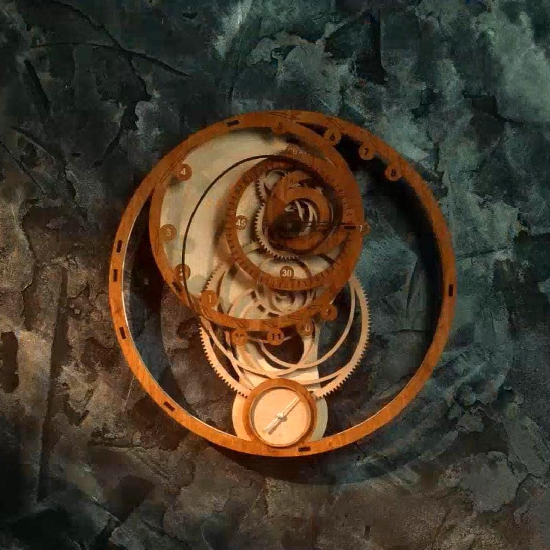 Wooden Clock Puzzle Kit, 3D Model DIY Mechanical Fibonacci Puzzle Kit ...