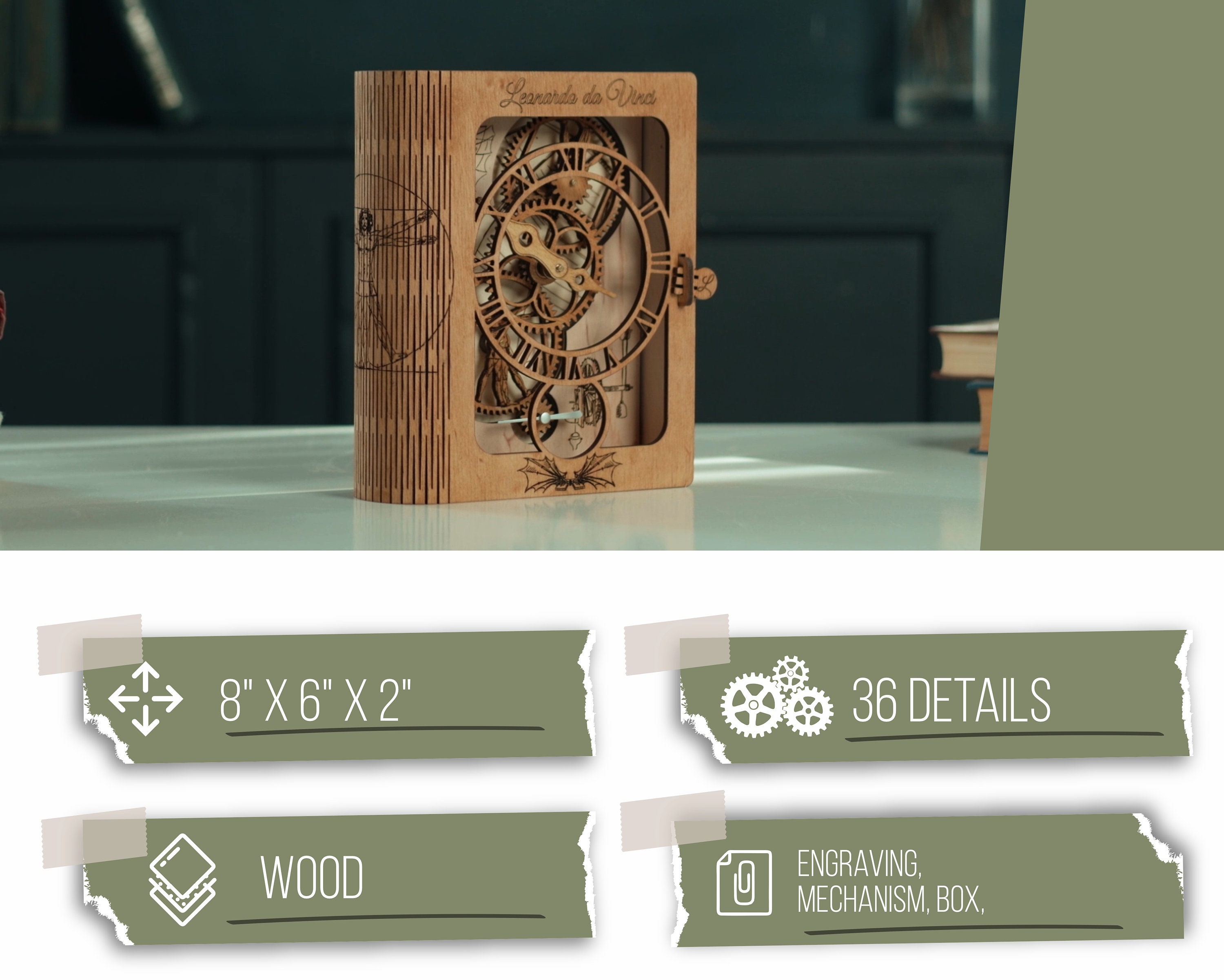 Davinci Clock Wooden Puzzle, DIY Clock From Time Hunter. 3D Building ...