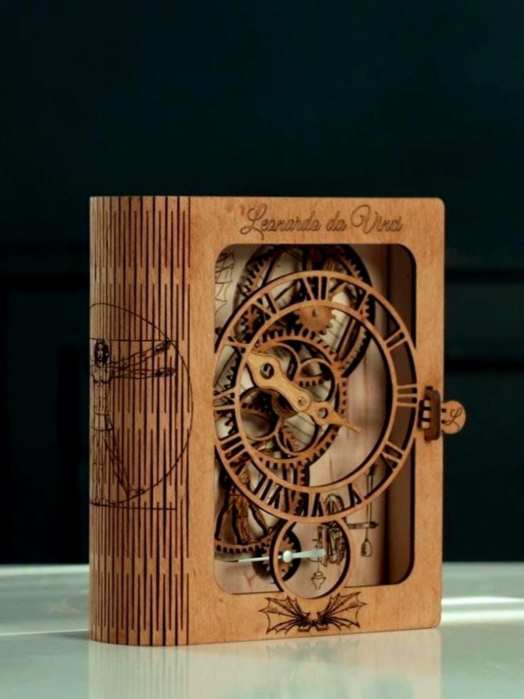 Wooden DIY Working Clock Puzzle Kit, Davinci Mechanical Wooden Clock ...