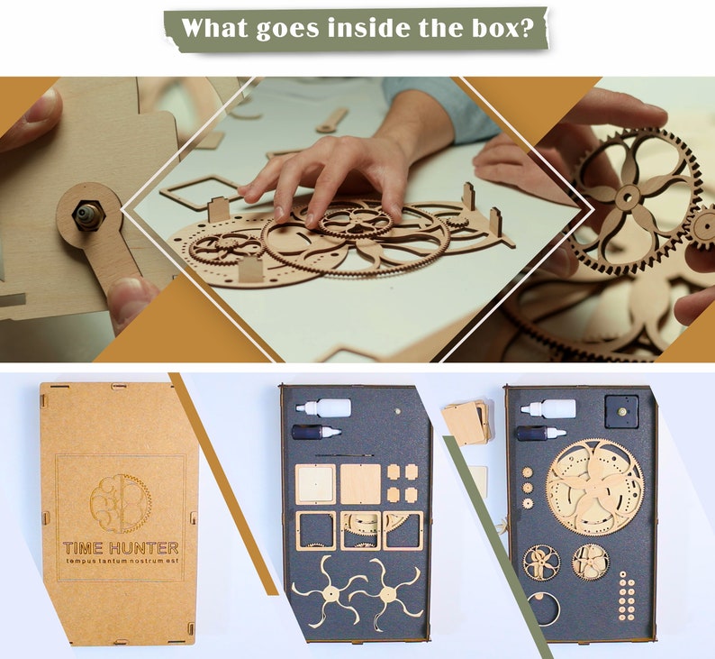 Personalized Kinetic Book Clock, DIY Wooden Kit, Steampunk Decor ...