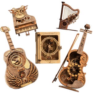 Wooden Mechanical Music Puzzle Set: DIY Instrument Models - Etsy
