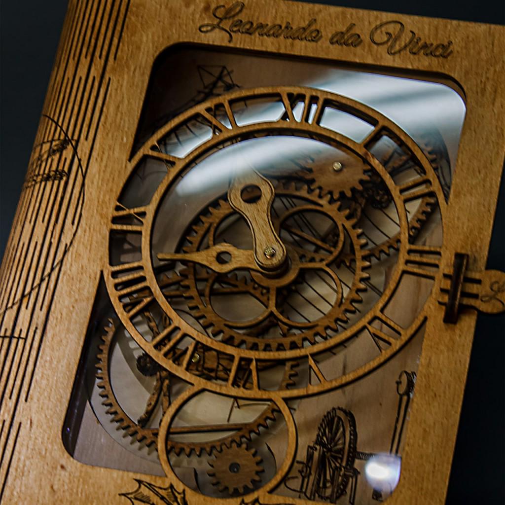 Wooden DIY Working Clock Puzzle Kit, Davinci Mechanical Wooden Clock ...