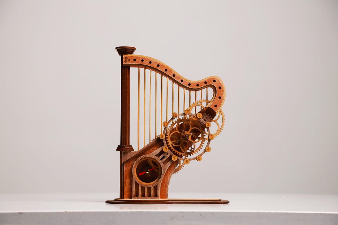 Harp Wooden Mechanical Puzzle – DIY 3D Model Kit for Adults, Music ...