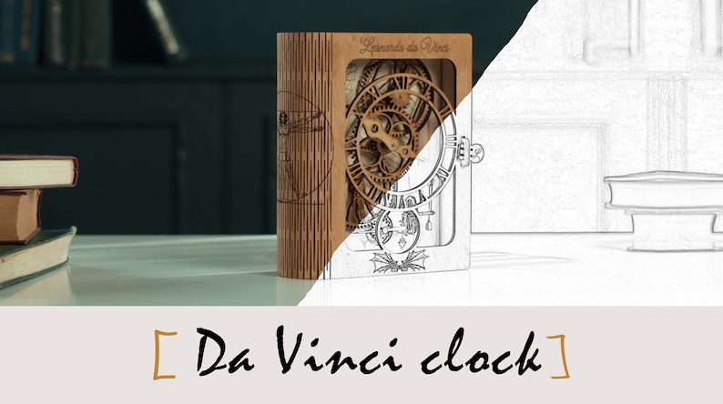 Wooden DIY Working Clock Puzzle Kit, Davinci Mechanical Wooden Clock ...