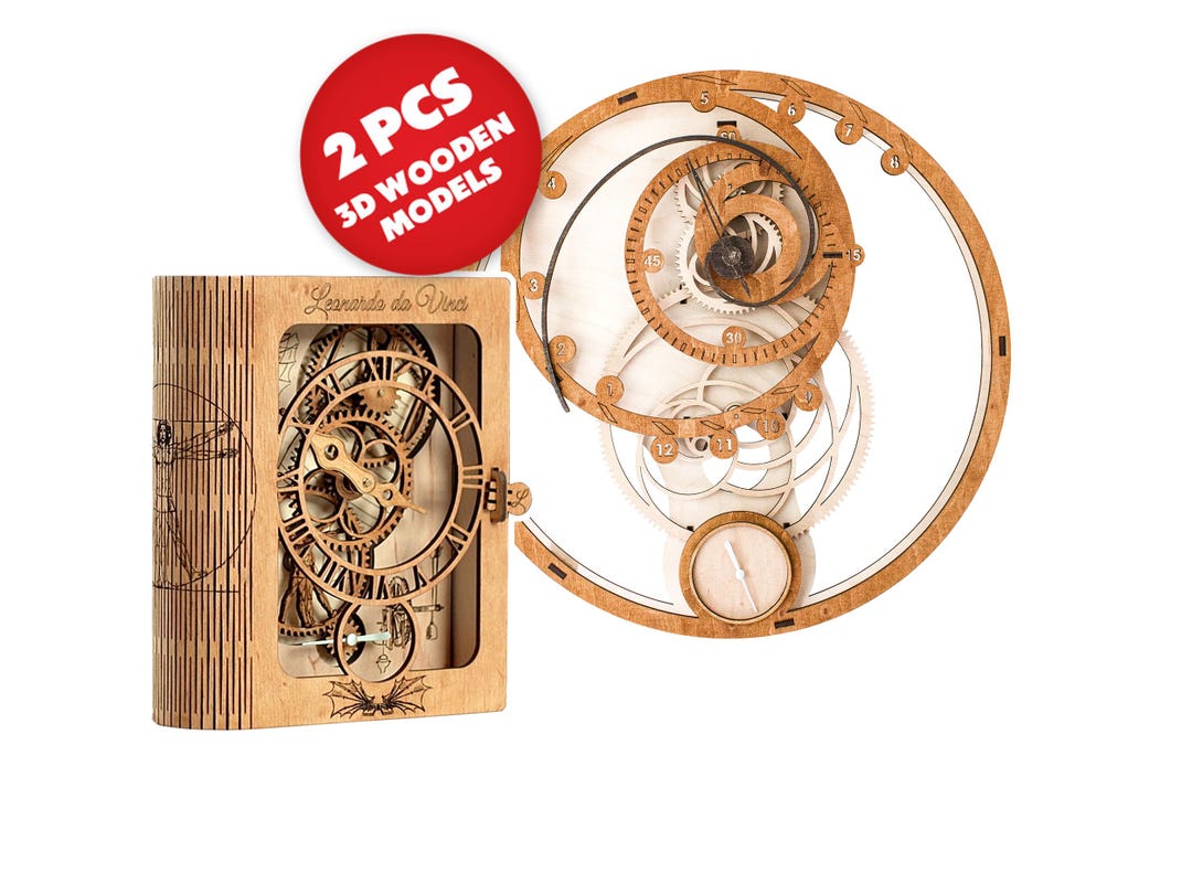 Wooden Clock Puzzle Set, Wood Clock Kit, Adult Puzzle, Mechanical Clock ...
