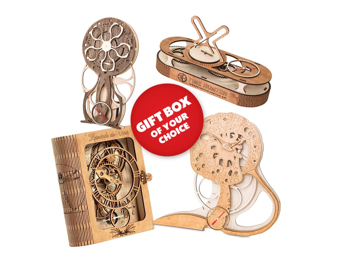 Set of 4 Wooden Puzzle Kits, DIY Clock Kit, 3D Wooden Puzzle ...