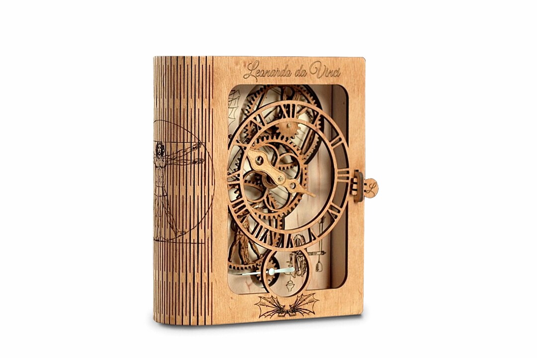 3D Wooden Puzzle, DIY Wooden Clock Kit, Davinci Silent Clock, Laser Cut ...