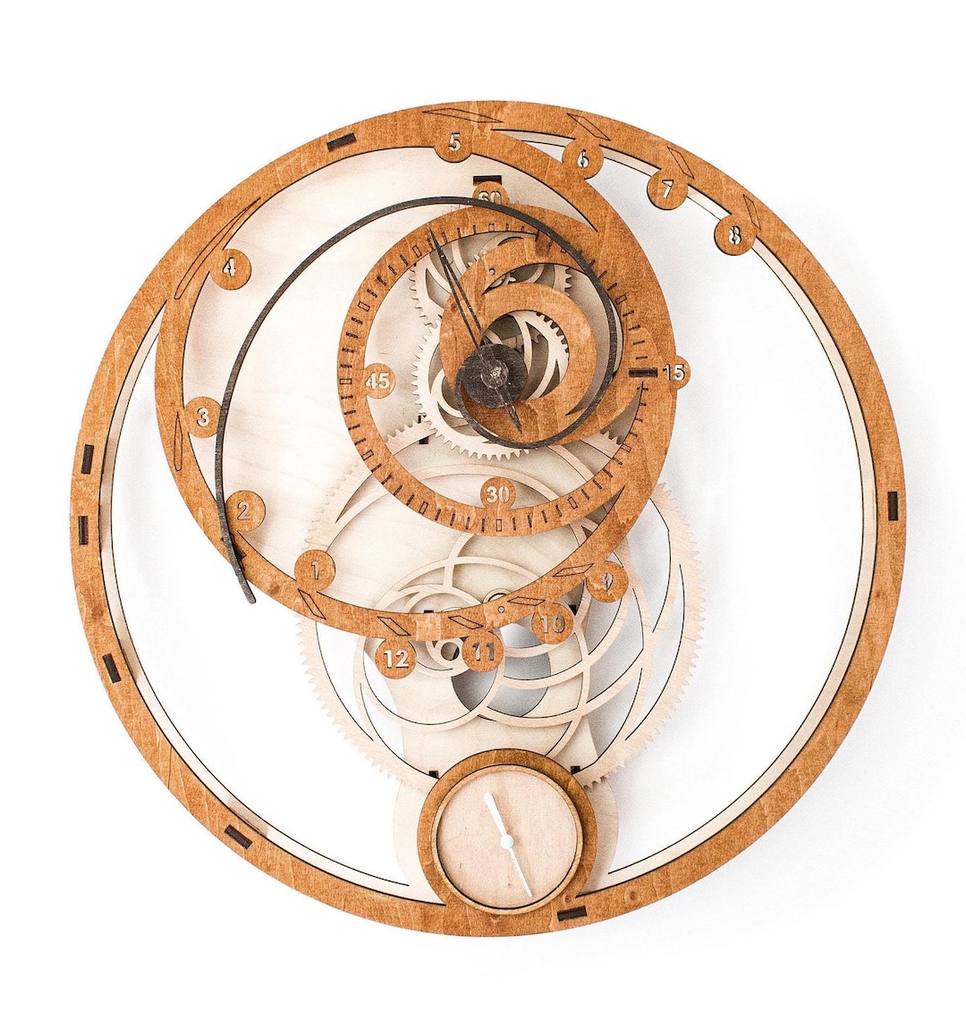Fibonacci Wood Clock Puzzle With Open Gear Mechanism, 3D Model DIY ...