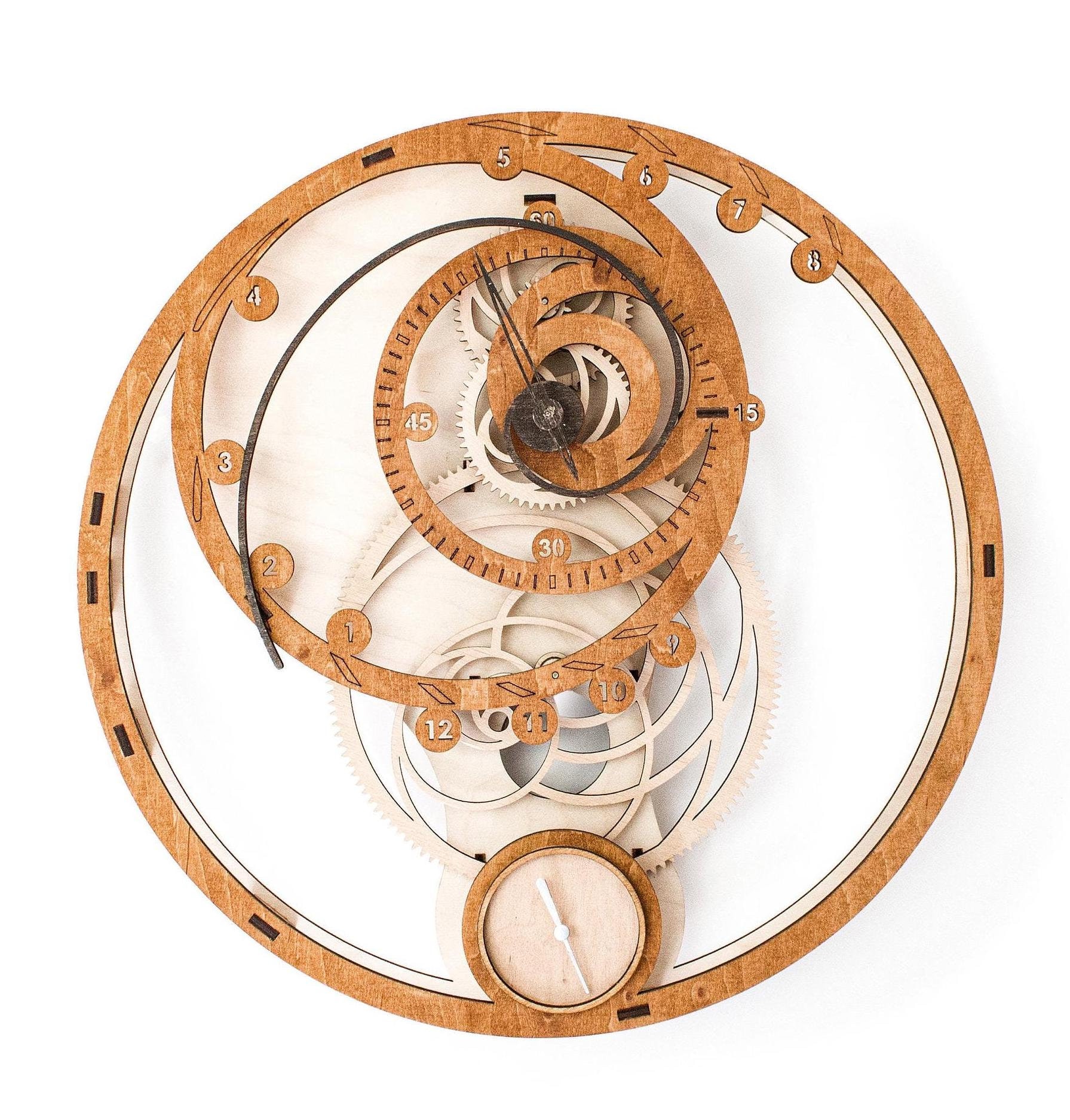 Fibonacci Silent DIY Clock Puzzle, 3D Wood Gear Puzzle Kit, Wall ...