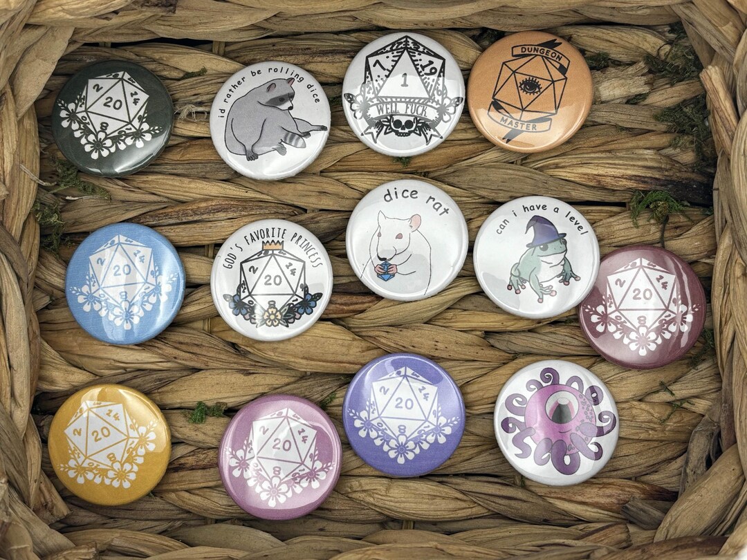 TTRPG Pin Back Picture Buttons, Bag Buttons, Backpack Pins - Etsy