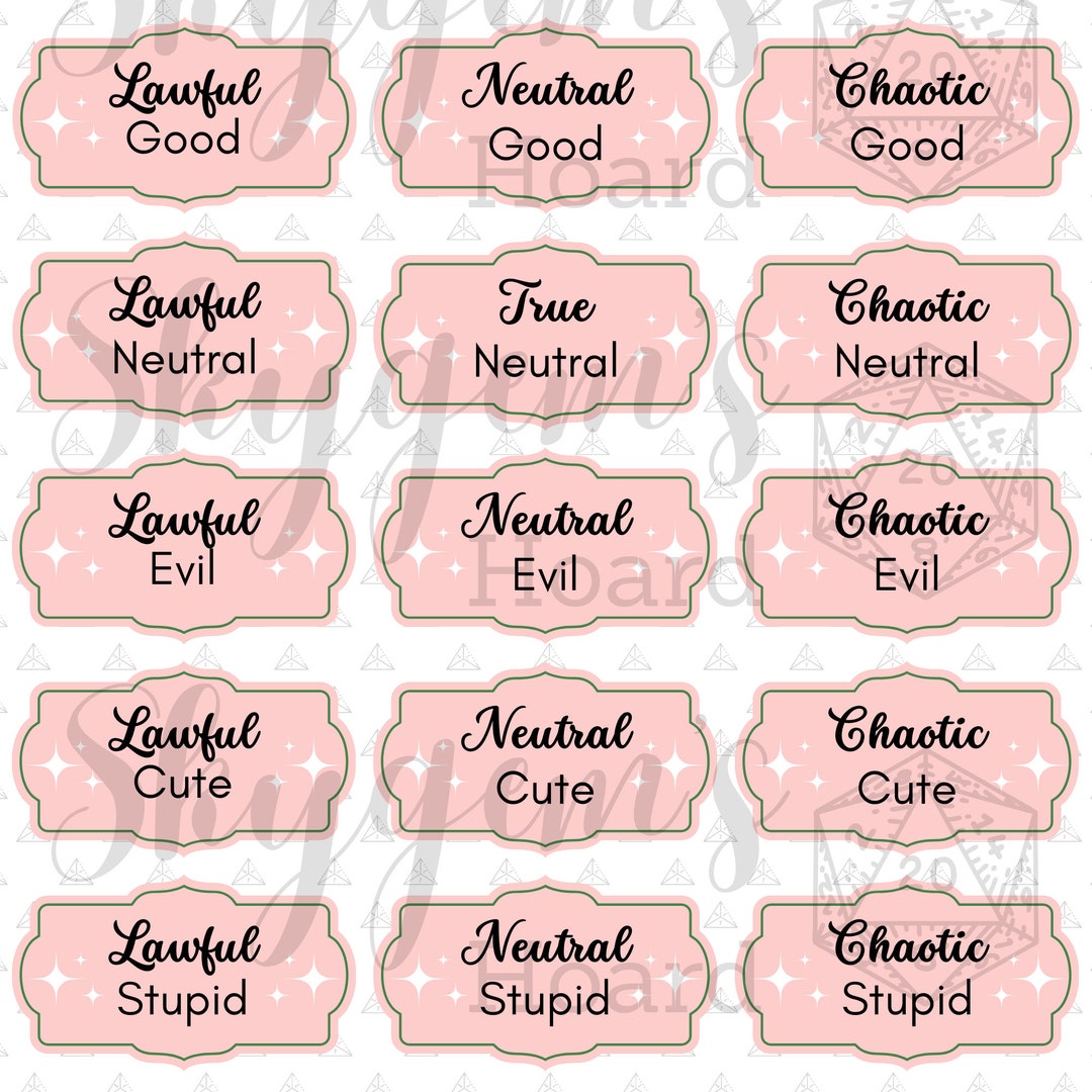 TTRPG Alignment Sticker, Water Bottle Decal, Chaotic Cute Sticker, D&D ...