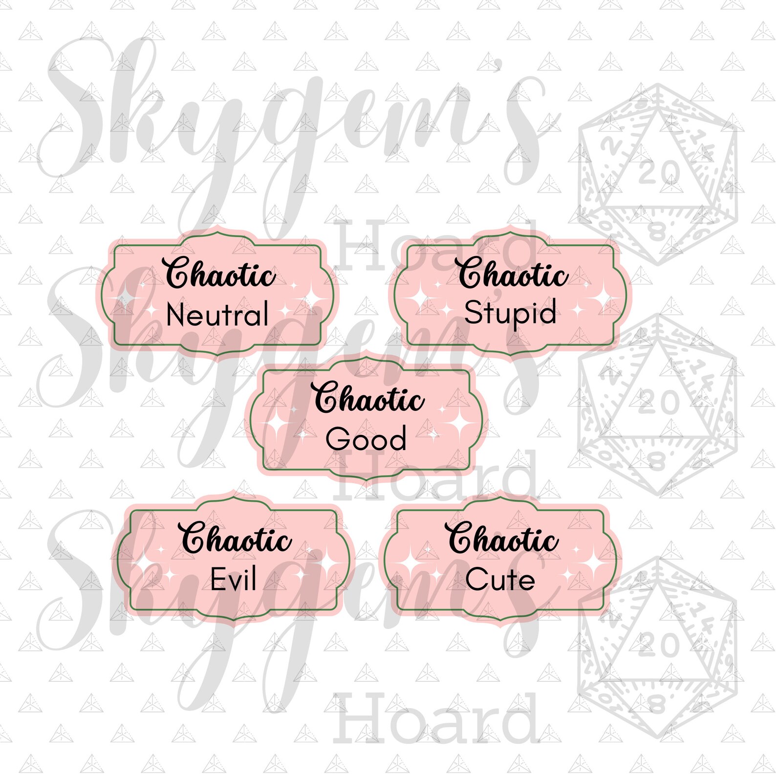 TTRPG Alignment Sticker, Water Bottle Decal, Chaotic Cute Sticker, D&D ...