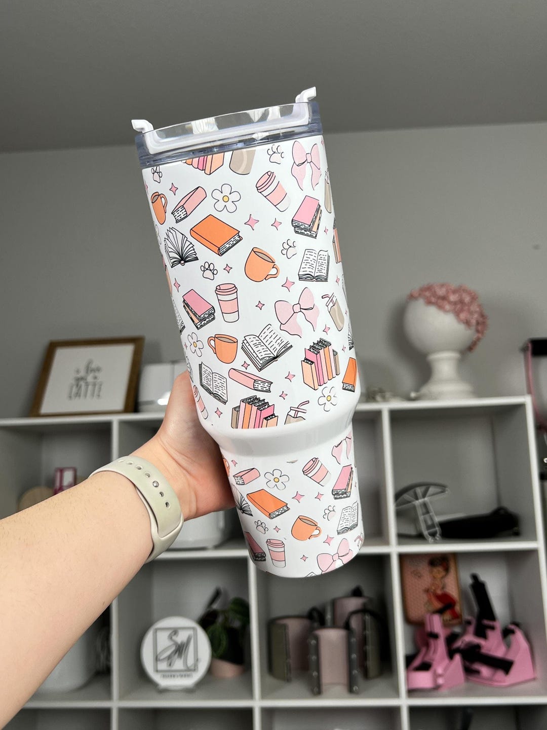 Bookish 40oz Tumbler, Cozy Book Vibes Quencher, Book Lover Custom ...