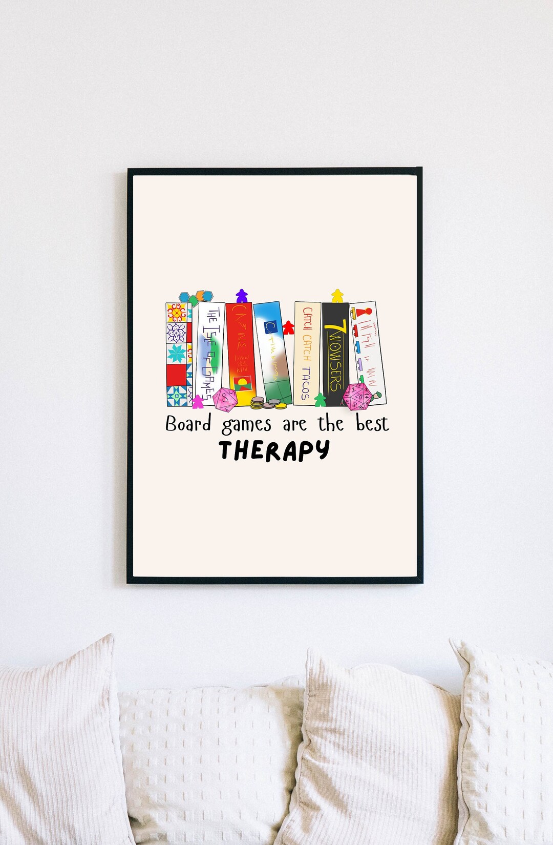 Board Games Therapy | Funny Gaming Wall Art Print | Funny Home Decor ...
