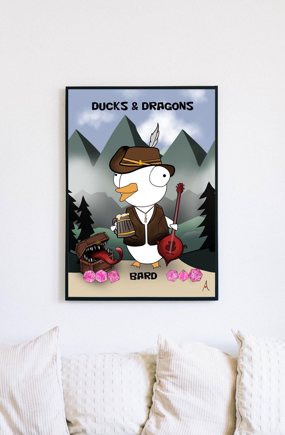 D&D Ducks and Dragons Bard | Funny Dnd Wall Art Print | Funny Home ...