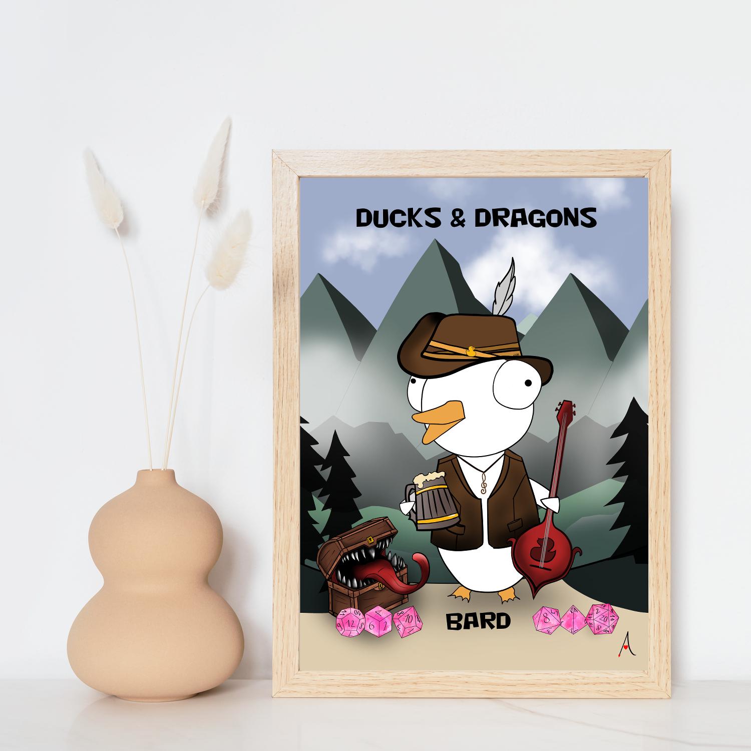D&D Ducks and Dragons Bard | Funny Dnd Wall Art Print | Funny Home ...